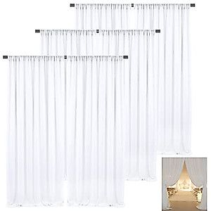 3 Pack White Backdrop Curtain for Wedding White Wedding Backdrop Curtain 10ft by 10ft, Chiffon Fabric Drape 6 Panels 5ft x 10ft White Backdrop Curtains for Wedding Party Stage Backdrop Decoration