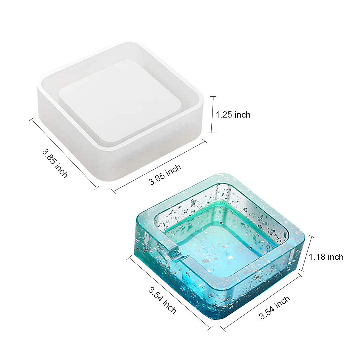 Ashtray Molds for Resin Casting Resin Silicone Molds for Ashtray Square and Round Large Size Resin Art Molds