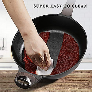SENSARTE 12 in Nonstick Deep Frying Pan,4.9-Qt Non-Stick Saute Pan with Lid,Large Skillet Pan,Non-Stick Jumbo Cooker for All Stove Tops,Induction Compatible,PFOA Free, Black