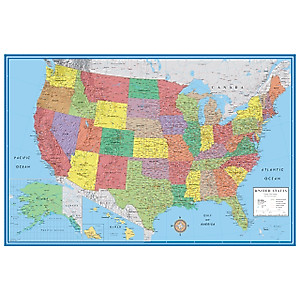 24x36 World and USA Classic Premier 3D Two Wall Map Set (Laminated)