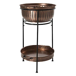 Safavieh PIT2006A Outdoor Collection Naka Antique Copper and Black Beverage Tub W/Stand Fire Pit