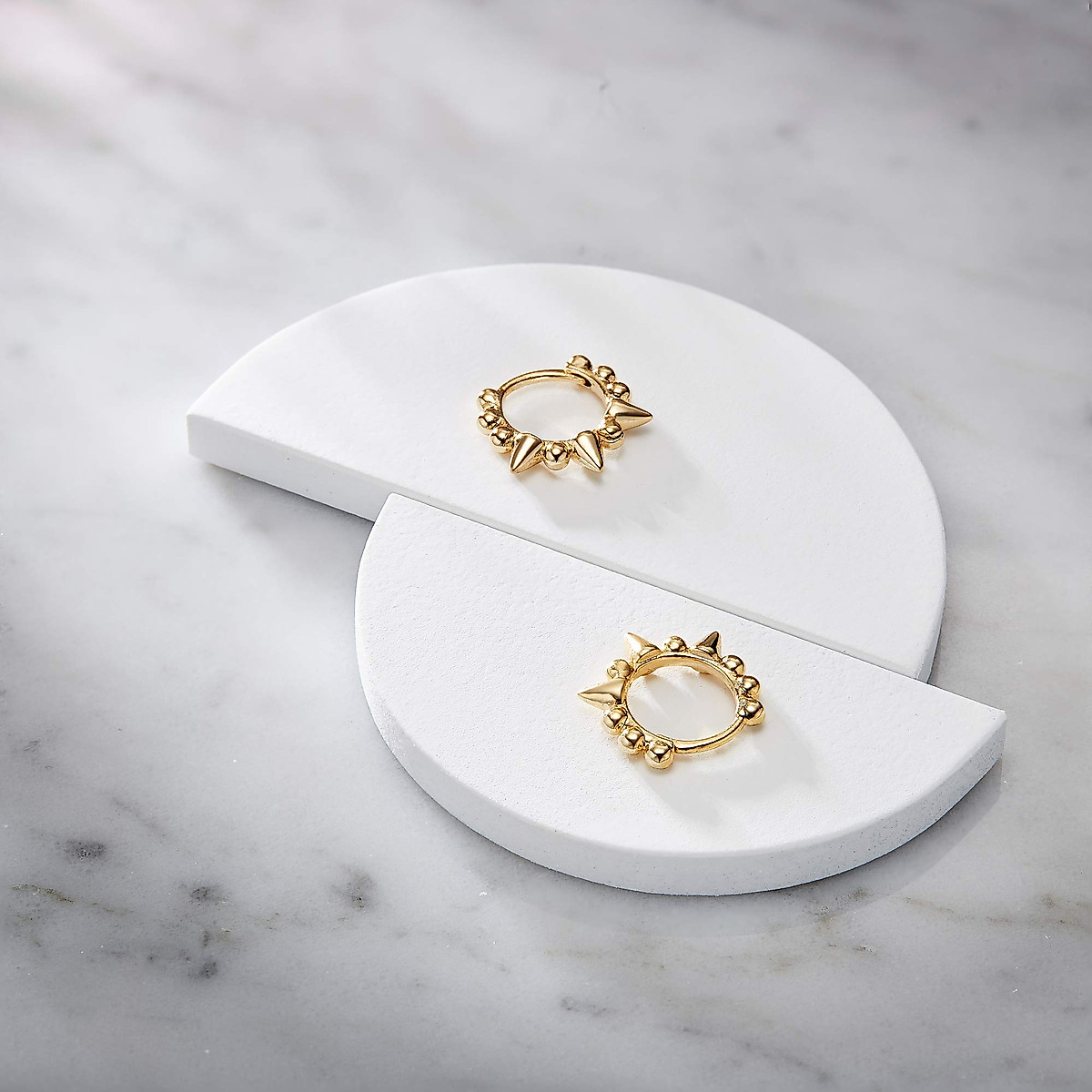 Spike Hoop Earrings Huggie Stud 14K Gold Plated Rivet Simple Earrings For Women