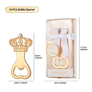 VZCBZC 50Packs Gold Crown Bottle Openers for Baby Shower, Wedding, and Birthday Party Favors - Elegant and Practical Gift for Guests