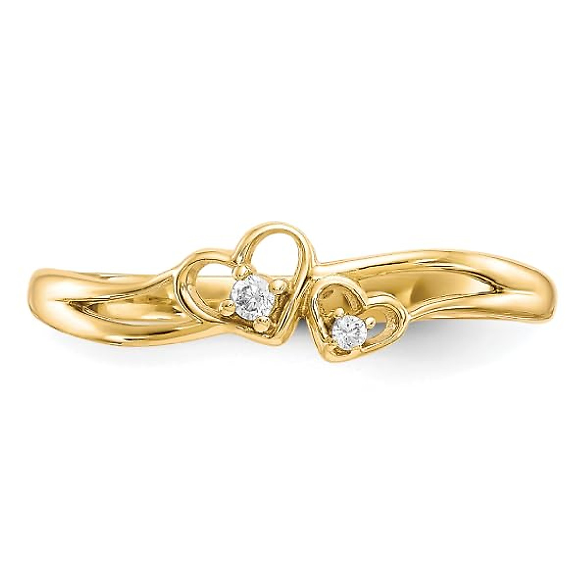 IceCarats 10K Yellow Gold Cubic Zirconia CZ Double Heart Love Ring Size 7