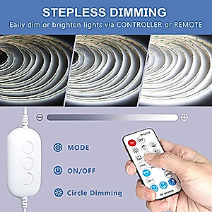 PAUTIX RF Remote Dimmer for Single Color LED Strip Lights,18-Key Wireless Remote and in-line Controller DC 5-24V for 3528/2835/5050/COB LED Tape Lights,Timer Function