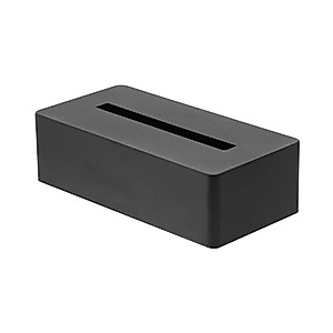 Yamazaki Home Rectangular Reusable Tissue Box Holder Cover Metal Container Case for Kitchen Bathroom or Bedroom Steel One Size Black