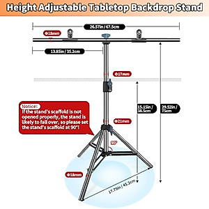 YAYOYA Portable T-Shape Backdrop Stand Kit 26 Inches Wide, Adjustable Small Desktop Photo Background Stand, Sturdy T Shape Support Stand Back Drop Holder with 2 Clip Clamps for Photography