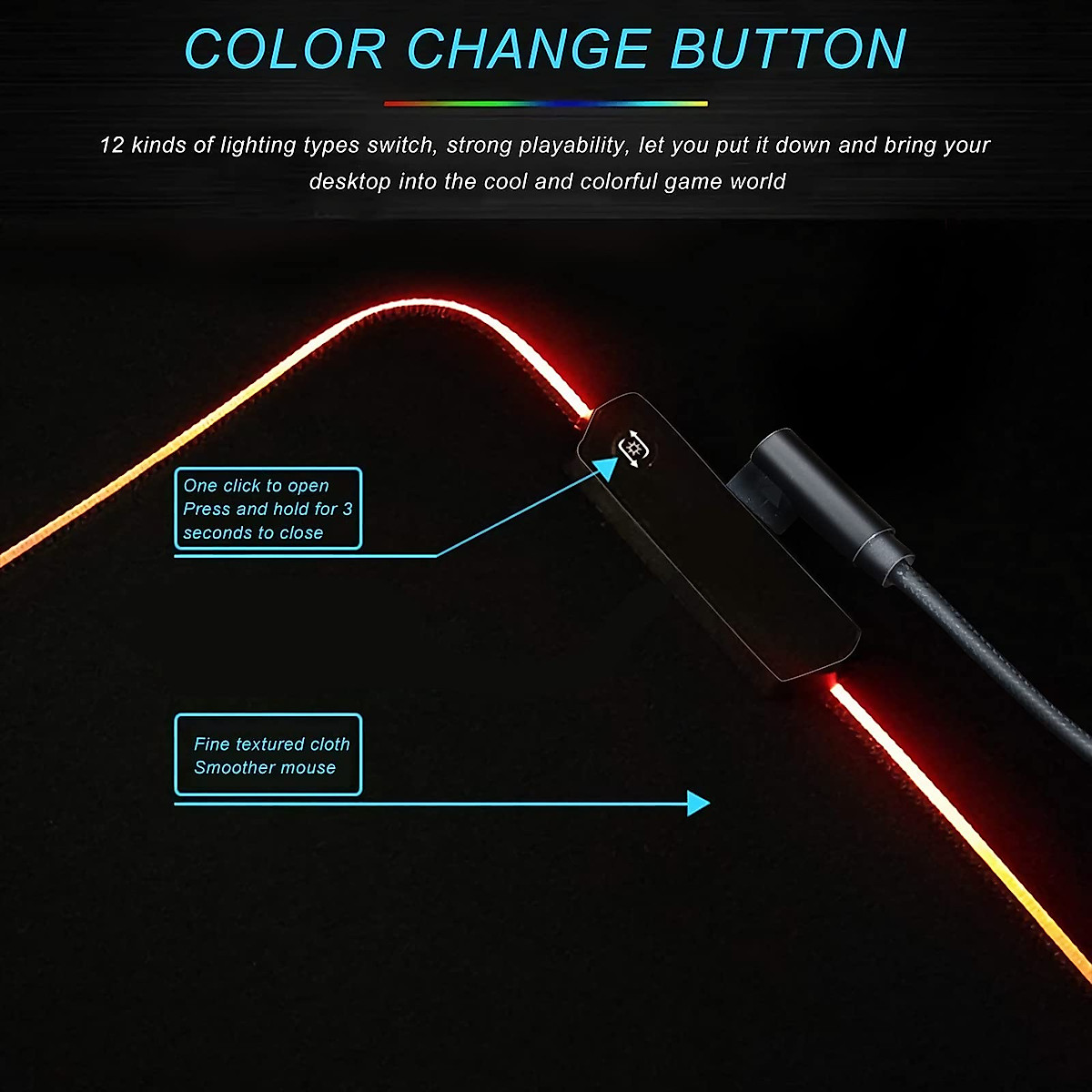 Personalized RGB LED Gaming Mouse Pad Make Your Own Customized Large Gaming Mousepad Custom Mouse Mat for Office Dorm Personalised Gifts Presents for Gaming Lovers, 31.5x11.8in