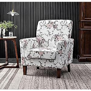 US Pride Modern Accent Armchair for Office and Living Room Decor with Birch Wood Frame and Microfiber Upholstery, Easily Assembled Arm Chair with Removable Cushions, 06 Printed Fabric