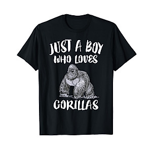 Just A Boy Who Loves Gorillas T-Shirt Gorilla Lover Gift T-Shirt