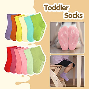 HYCLES Non-Slip Toddler Socks With Grips Kids Anti Slip Sticky Socks For Infant 1-3 Years Kids Toddler Slipper Socks