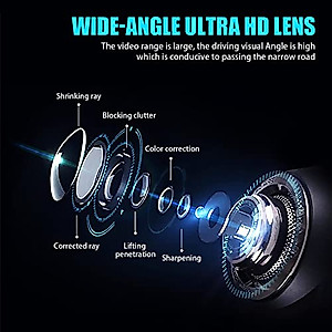 Dewkou Pack-1 Car Backup Camera, 170° Adjustable Wide Angle Camera, 720P Night Vision Navigation Video Camera, HD Waterproof Fisheye Glass Lenses, for Cars Trucks SUVs RVs Vans Parking Camera (Black)