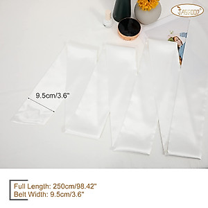 JASGOOD White Sash Belt for Dress Women Wide Satin Waist Belt for Wedding Party Special Occasion 3.7" Width