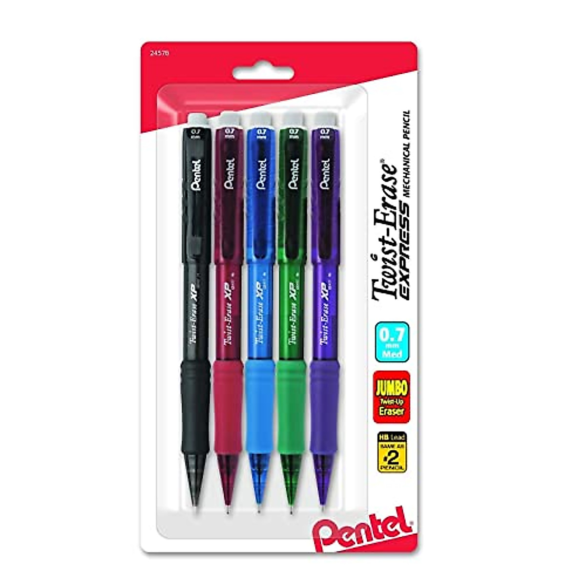 Twist-Erase EXPRESS Mechanical Pencil (0.7mm) Assorted Barrel Colors, 5-Pk