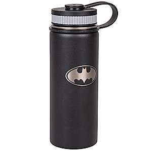Batman Stainless Steel Travel Water Bottle, 18oz - Wide Mouth Double Walled Vacuum Insulated Thermos for Coffee & More - Gift for DC & Justice League Fans, Teens, Adults, Fathers Day
