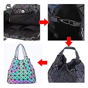 Geometric Luminous Purses and Handbags Holographic Reflective Crossbody Bag Irredescent Flash Rainbow Tote (MO.3)
