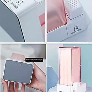 TTSITG Automatic Cotton Pad Dispenser, Square Press Out Cosmetic Cotton Makeup Removers Pad Holder Makeup Cotton Pads Organizer for Bathroom Vanity Countertop (Pink)