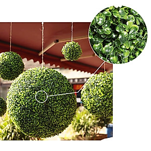 Coregreen Artificial Plant Topiary Ball 2 PCS 13.8Inch 4 Layers Faux Round Boxwood Decorative Balls for Backyard, Balcony, Garden, Wedding Party, Home Office Decor (13.8inch)