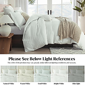 CozyDH 100% Linen Duvet Cover Set King Size, 3 Pieces Belgian Flax Breathable Bedding Set, 1 Linen Comforter Cover + 2 Pillowshams with Zipper Closure 8 Ties (King, Linen)