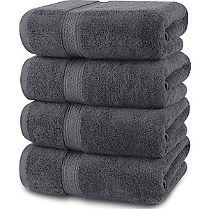 Utopia Towels 4 Pack Premium Bath Towels Set, (27 x 54 Inches) 100% Ring Spun Cotton 600GSM, Lightweight and Highly Absorbent Quick Drying Towels, Perfect for Daily Use (Grey)
