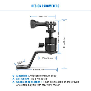 Mirror Mount for Cameras or Cell Phones for Gopro Hero 9/8/7/6/5 Black,YI,AKASO,SJCAM,DJI Osmo Action Cameras - Motorcycle Sports Camera Holder