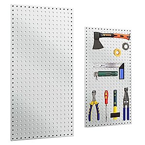 TIDIHAUSET Pegboard, Tool Storage Panel Board Rack for Storage, 16in x 32in Wall Organizer in Silver