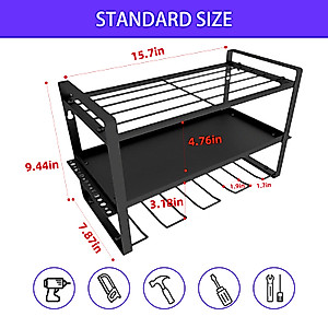 Fonkoufi Power tool organizer, 3 level garage tool organizer and storage, heavy duty tool holder with screwdriver holder/pliers holder/hammer holder, drill bit bracket wall mount, etc