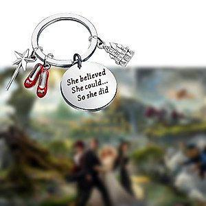 BAUNA Wizard Inspired Ruby Red Slippers Keychain She Could Movie Fan Jewelry(Oz Keychain)