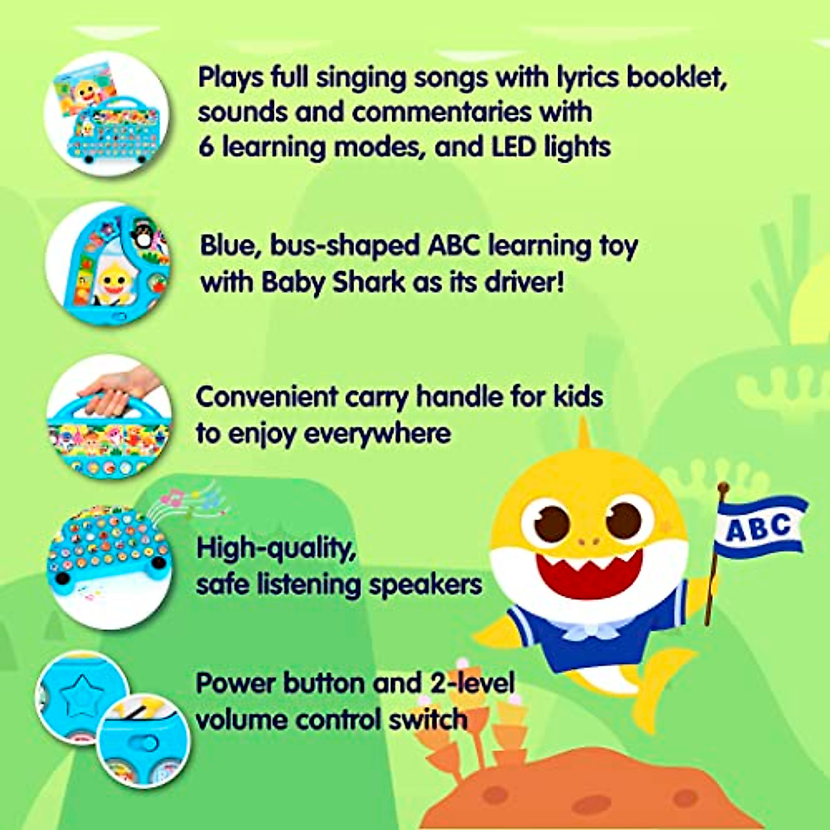 Pinkfong Baby Shark ABC Alphabet Bus Sound Pad | Baby Shark Toys, Baby Shark Books | Learning & Education Toys | Interactive Baby Toys for Toddlers 1-3 | Gifts for Boys & Girls