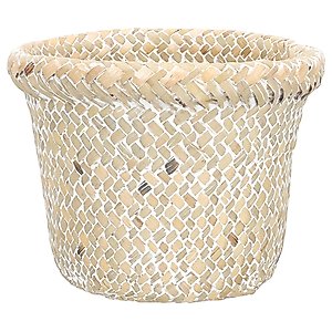 Wastebasket Trash Can Wicker Bathroom Bin Bedroom Supplies Baskets Garbage Basket Trash Can Rattan Storage Baskets Garbage Bin Seaweed Potted Plant White Office