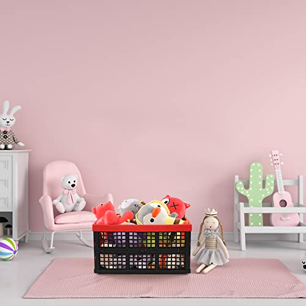 Gloreen 35 Quart Folding Crate Basket, Collapsible Storage Milk Crates, 3 Packs