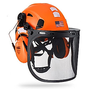 Forestry Safety Helmet Chainsaw Helmet with Mesh Face Shield and Ear Muffs 3 in 1 Forestry Hard Hat