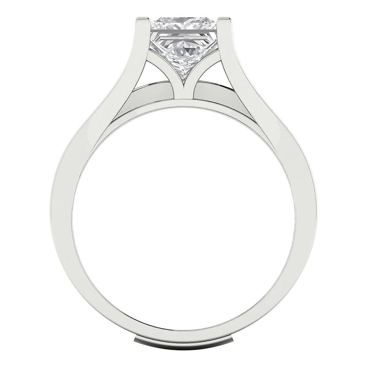 Clara Pucci 2.28 Carat Princess Cut Clear Simulated Diamond 14k White Gold Solitaire W/Accents Wedding Engagement Bridal Ring Set Size 3.5