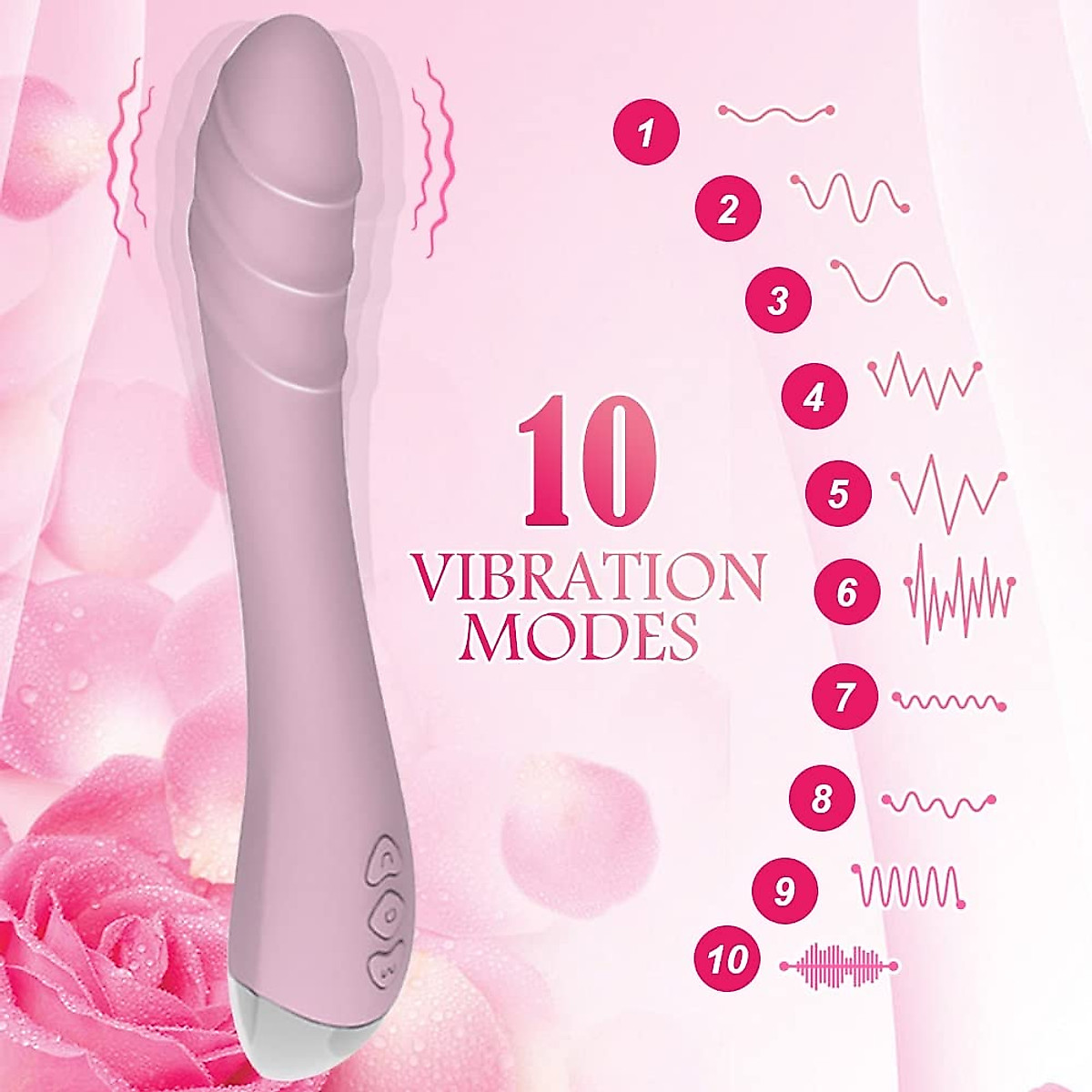 Realistic G-spot Dildo Vibrator for Women, Vaginal Anal Clitoris Stimulator for Solo Masturbation or Couple Lover Sex Things, Silicone Adult Sex Toys Massager with 10 Vibration Modes