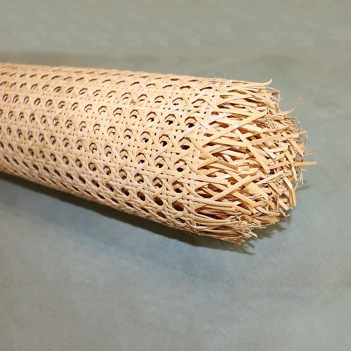 CLAYNIX 24" Width Rattan Webbing for Caning Projects Natural Pre - Woven Open Mesh Cane - Cane Webbing Sheet (2 FEET)