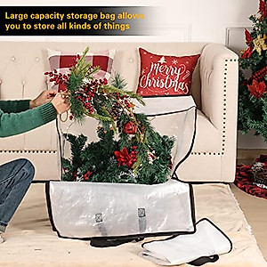 Fixwal 6 Pack Extra-Large Clear Storage Bags for Christmas Decoration, Moving Supplies, Wreath Storage Container, Clothes Storage Bags with Backpack Straps Strong Handles and Zippers