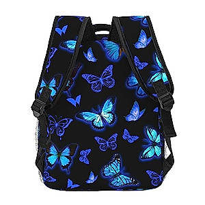 HURJIAA Butterfly Backpack Casual Canvas Backpacks Blue Butterfly Bookbag Laptop Daypack For Toddler Teen Boys Girls Women Men Gifts