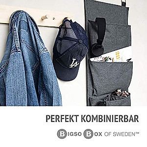 Bigso Soft Hanging Wall Storage Organizer | Hanging Storage Organizer for Closets and Bedrooms | Polyester Back of Door Storage Hanging Pockets Organizer with 4 Compartments | 11.8”x 39.4” | Grey