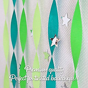 Summer Green Crepe Paper Streamer Rolls Hanging Party Decoration Total 490-Feet, 6 Rolls, Christmas Party Streamer for DIY Art Project Supplies,Green, Lime Green, by BllalaLab