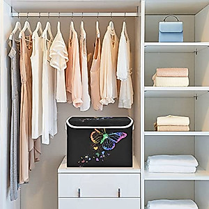 innewgogo Butterfly Storage Bins with Lids for Organizing Dust-proof Storage Bins with Handles Oxford Cloth Storage Cube Box for Room