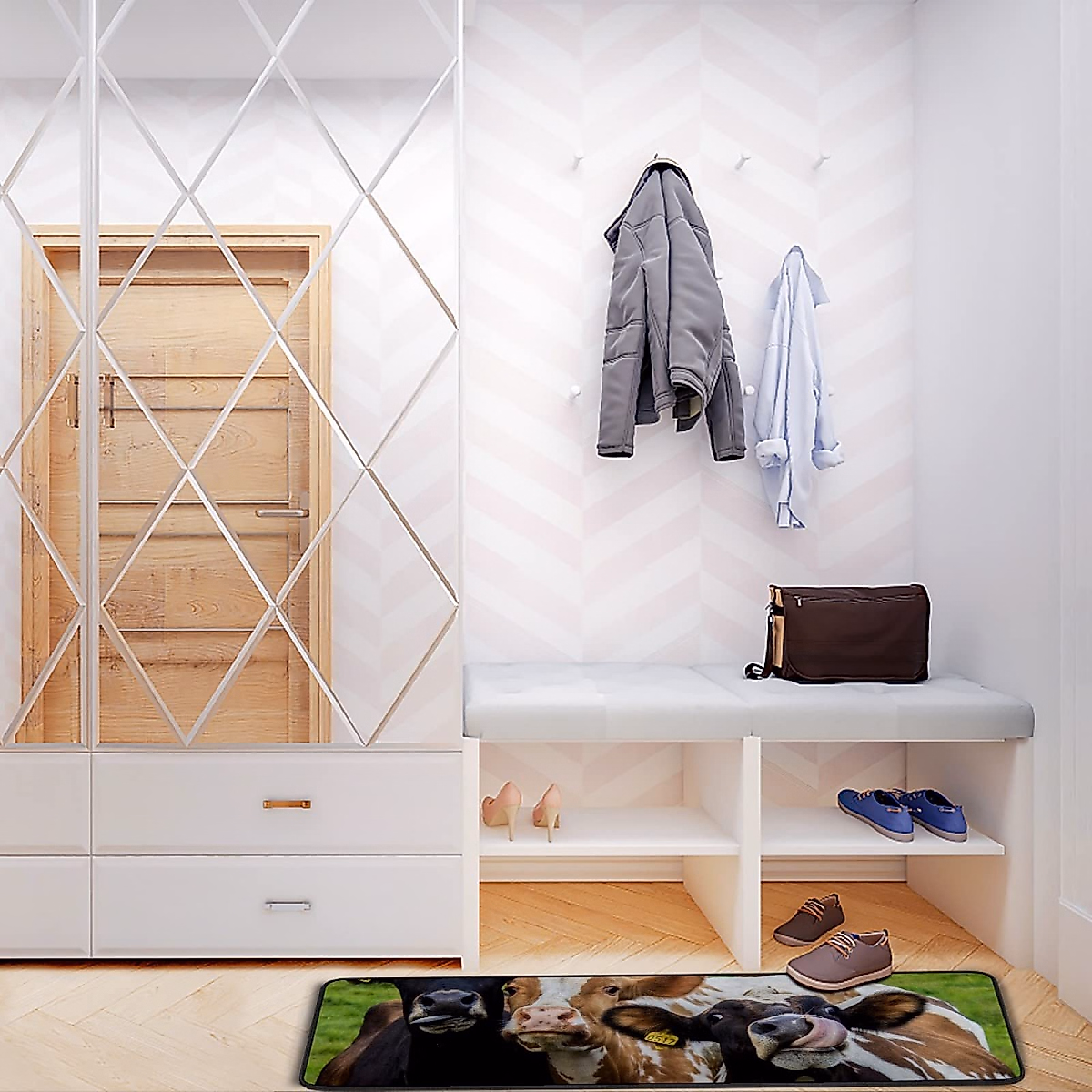 LBTIUC Cushioned Kitchen Mat Large Kitchen Floor Mats for in Front of Sink Waterproof Non-Slip Three Cute Cow Kitchen Mats and Rugs Anti-Fatigue Comfort Floor Mat,40 inch x 20 inch