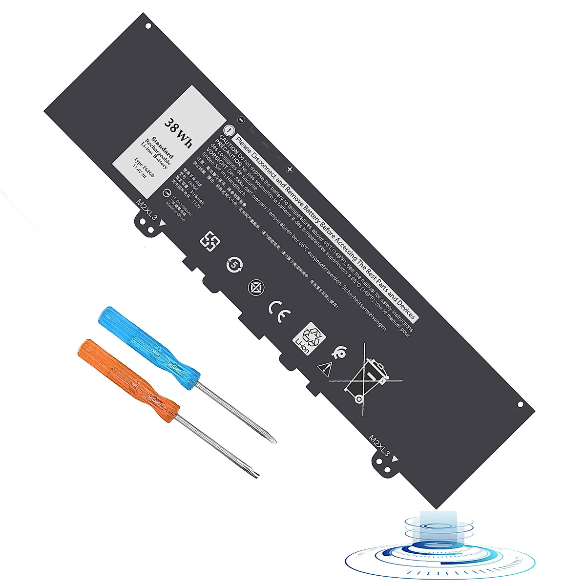 New 38Wh F62GO Battery Compatible with Dell Inspiron 13 7000 7373 7386 2-in-1 7370 7380 5370 P83G P87G P91G P83G001 P83G002 P91G001 P87G001 Vostro 13 5370 Series 39DY5 039DY5 RPJC3 0RPJC3 11.4V
