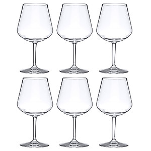 Amazing Abby - Sienna - 20-Ounce Unbreakable Tritan Wine Glasses (Set of 6), Plastic Red Wine Glasses, Reusable, BPA-Free, Dishwasher-Safe, Perfect for Poolside, Outdoors, Camping, and More