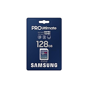 SAMSUNG PRO Ultimate Full Size 128GB SDXC Memory Card, Up to 200 MB/s, 4K UHD, UHS-I, C10, U3, V30, A2, for DSLR, Mirrorless Cameras, PCs, MB-SY128S/AM