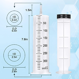 3pcs 350ml Syringes with Needle 14G 1.5”, Extra Large Plastic Syringes for Glue Dispensing, Scientific Labs, Watering, Refilling, Multiple Uses