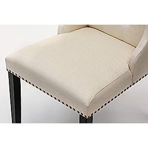 East West Furniture SHFO5-BLK-01 5 Piece Kitchen Table Set for 4 Includes a Round Dining Room Table with Pedestal and 4 Cream Linen Fabric Upholstered Chairs, 42x42 Inch, Black