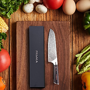 FASAKA 8 inch Santoku Knife, Japanese Chef Knife, Professional Knife for Kitchen, German High Carbon Stainless Steel Full Tang Handle Sharp Durable Kitchen Knife Ideal for Housewarming Gift