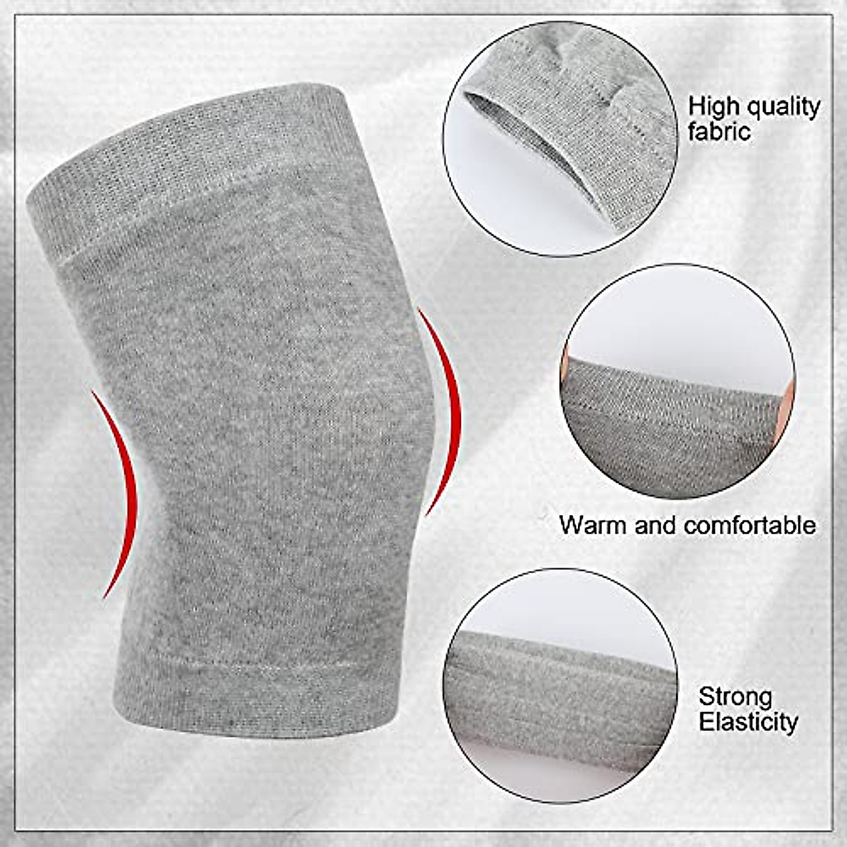 Geyoga 4 Pairs Knee Warmers for Women Men Knee Braces Liner Sleeve Supports Knee Compression Sleeve Winter Cycling Ski Running (White, Black, Nude Color, Gray, Medium)