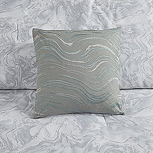 Madison Park Emory Cozy Cotton Comforter Set, Modern Marble Design All Season Down Alternative Casual Bedding with Matching Shams, Decorative Pillows, Queen(90"x90"), Grey 7 Piece