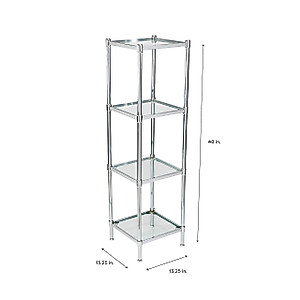 Organize It All 4 Tier Tempered Glass Freestanding Bathroom Storage Tower